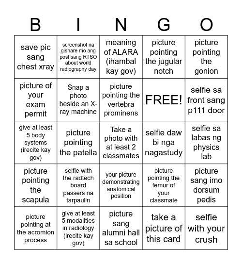 RADIOLOGY BINGO Card