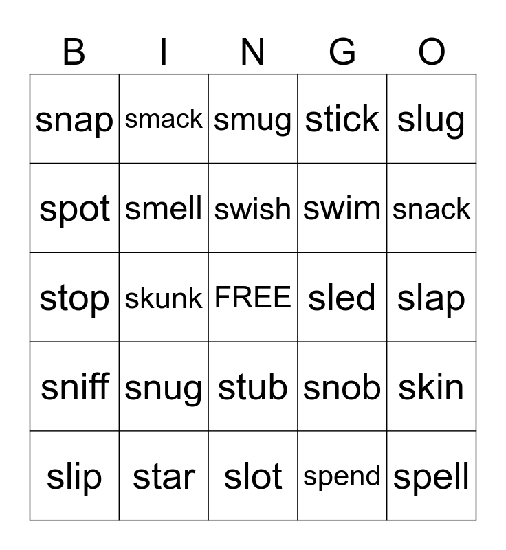 S Blends Bingo Card