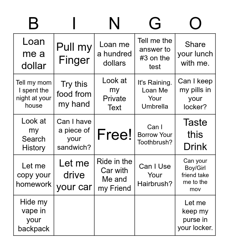BOUNDARY BINGO Card