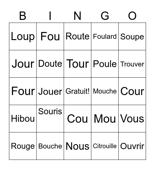 Le sound ou Bingo Card