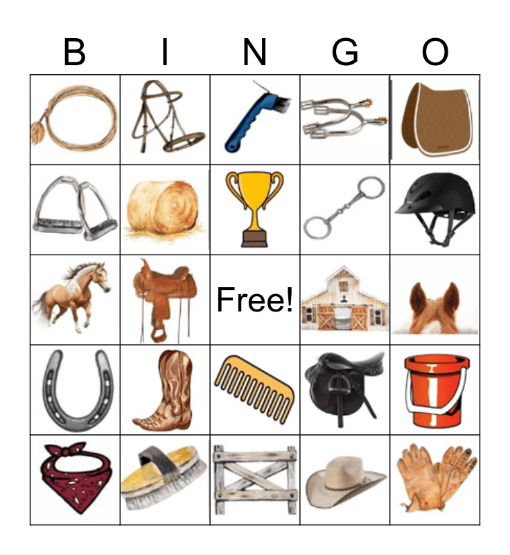 Equestrian Bingo Card