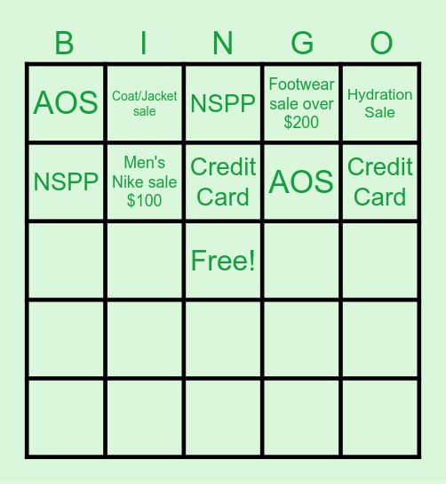 Front End Bingo Card