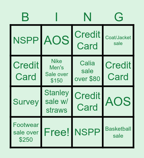 Front End Bingo Card