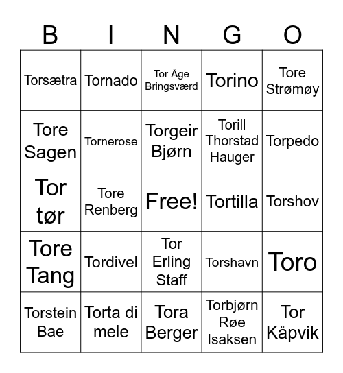 Tor-bingo Card