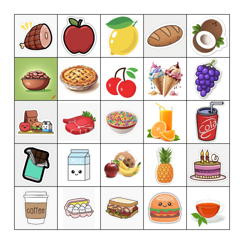 Lotería de Comida 2 Bingo Card