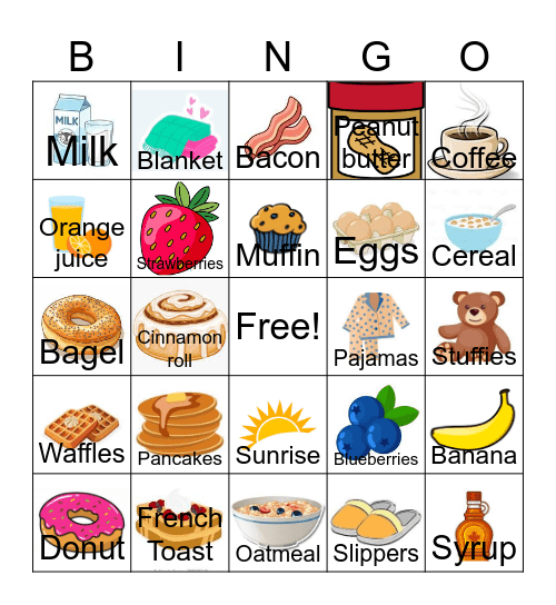 Breakfast Bingo Card