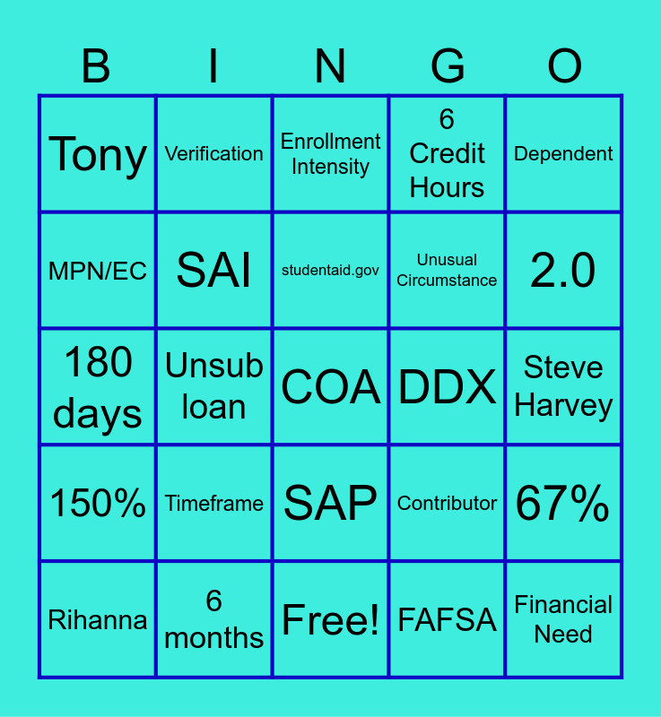 EDA Federal Aid Bingo Card