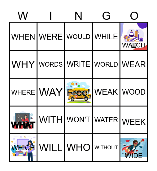 !! WH !! SECOND GRADE SIGHT WORDS Bingo Card