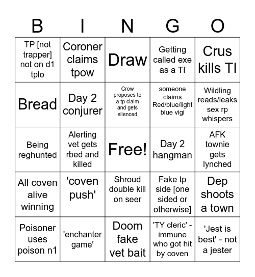 TOS bingo Card