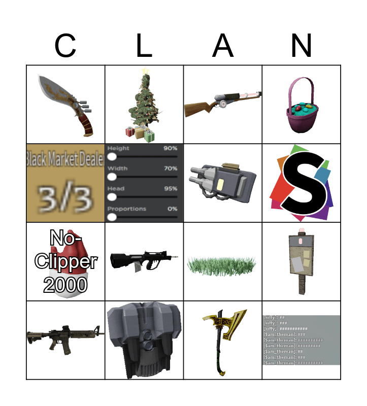 ES Clanny Bingo Card