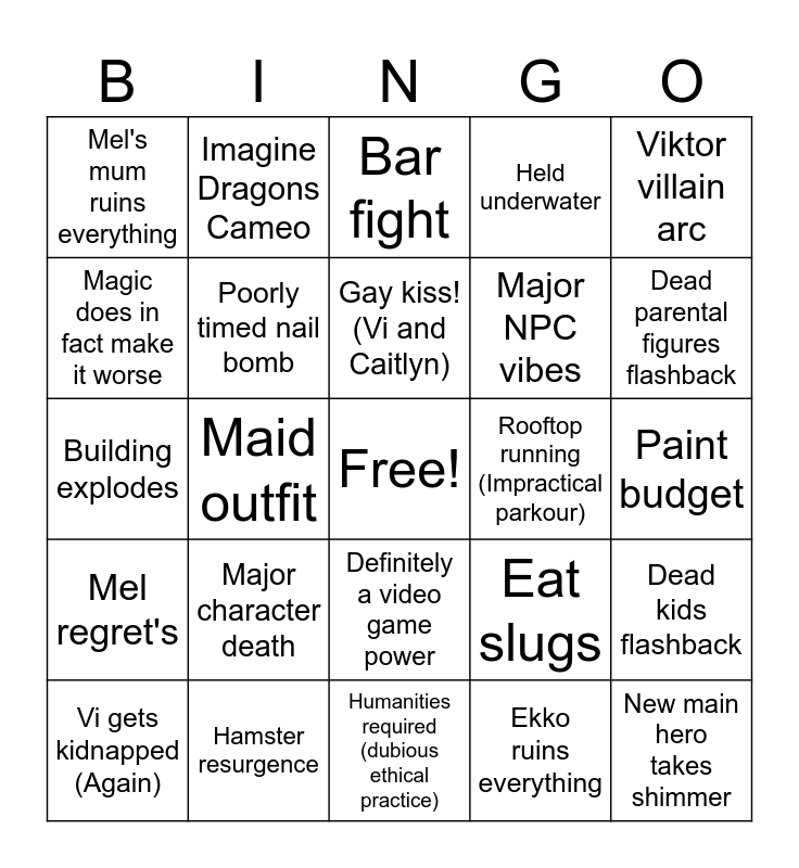 Arcane Season 2 Bingo Card
