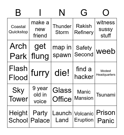 NATURAL DISASTER SURVIVAL Bingo Card