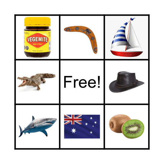 Australia and New Zealand Bingo Card