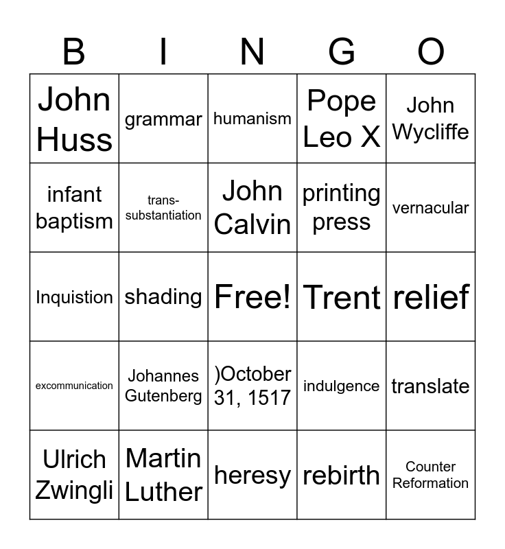 Renaissance test practice ch 6Untitled Bingo Card