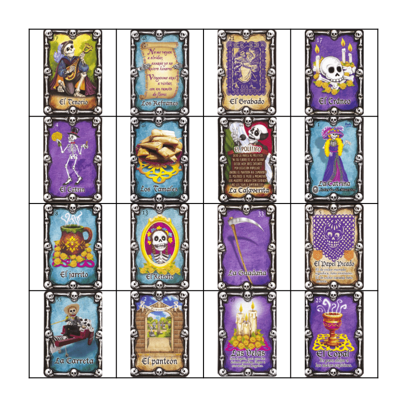 Lotería de la Muerte Bingo Card