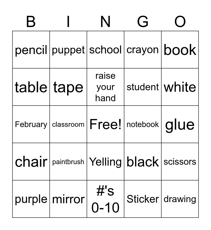 unit 1 Bingo Card