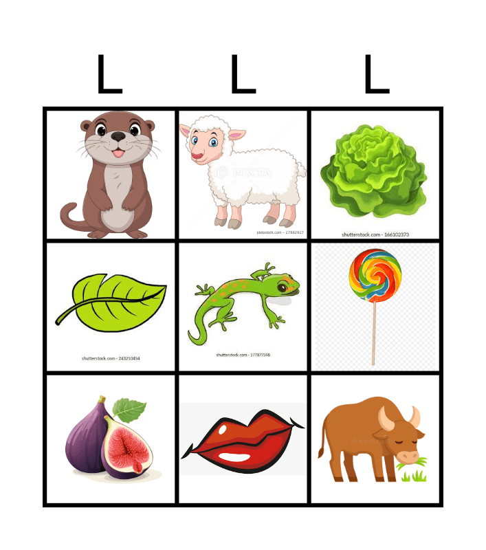 Letter L Bingo Card
