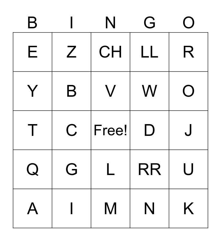 El Alfabeto Bingo Card