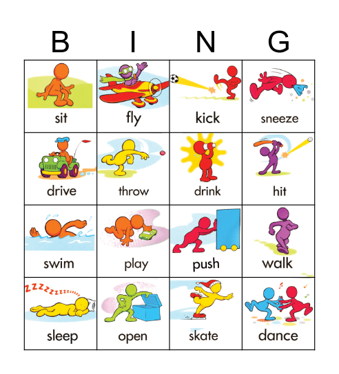 Action Verbs Bingo Card