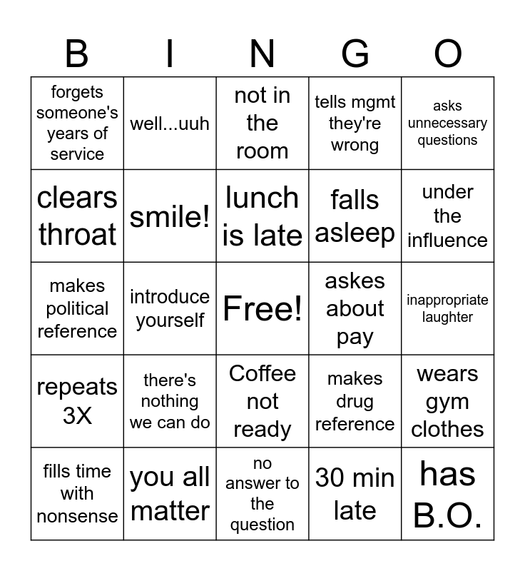 Any given Tuesday Bingo Card