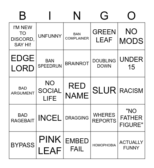 HAPLESS BINGO Card