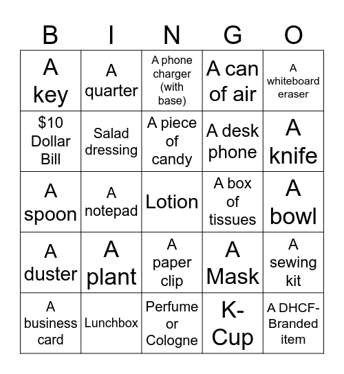 DESK ITEM TREASURE HUNT BINGO! #2 Bingo Card