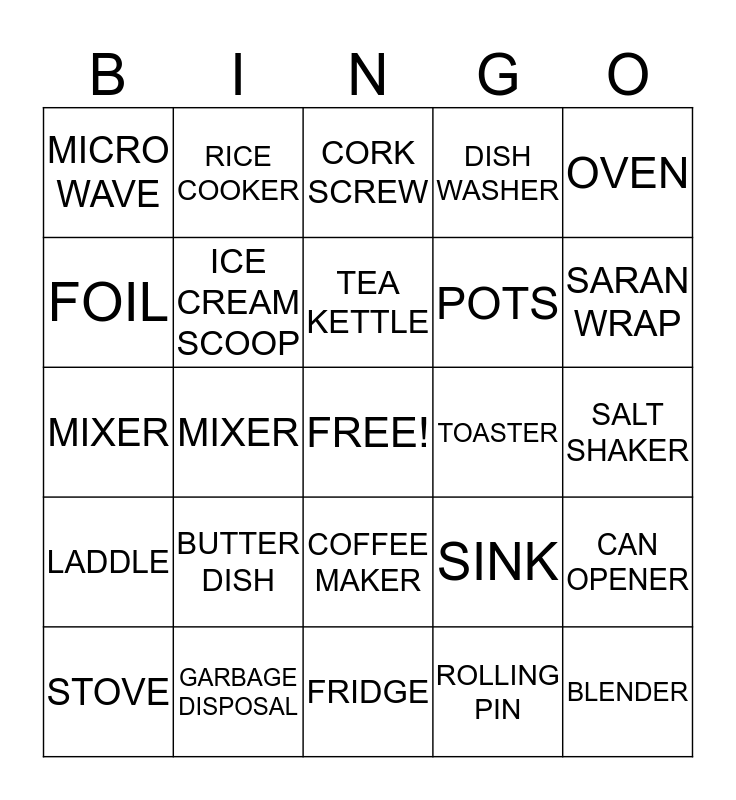 HILLBILLY BINGO Card