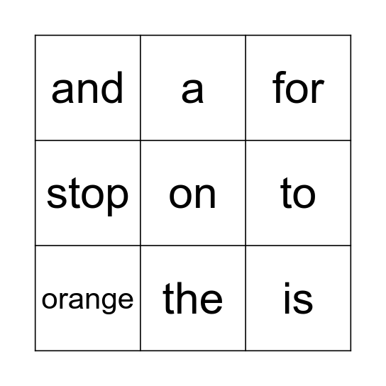 Red Words Bingo Card