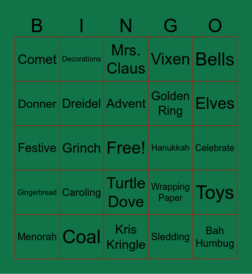 Holiday Bingo Card