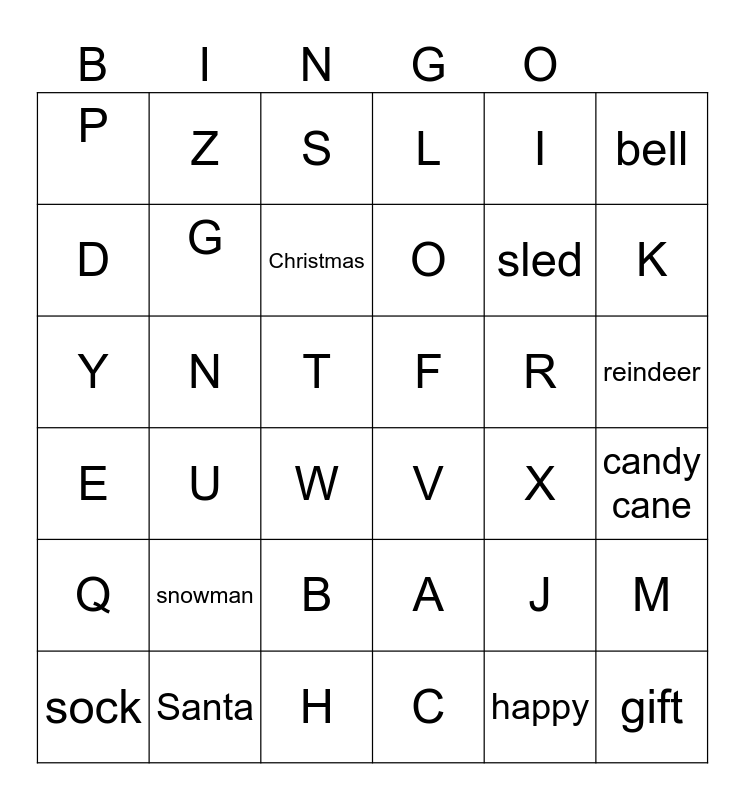 Merry Christmas Bingo Card