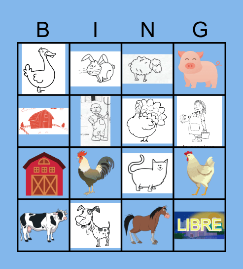 Animales de la Granja Bingo Card
