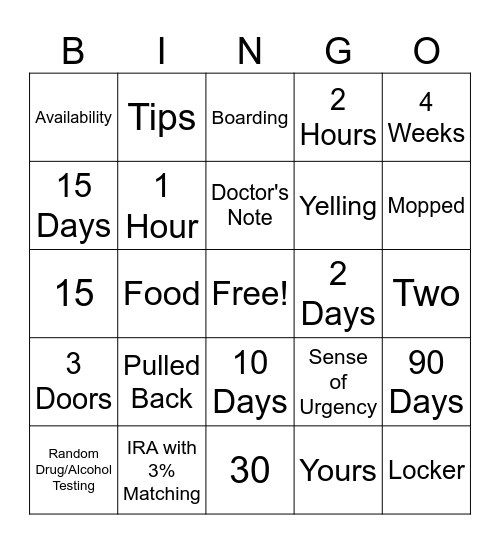 Untitled Bingo Card