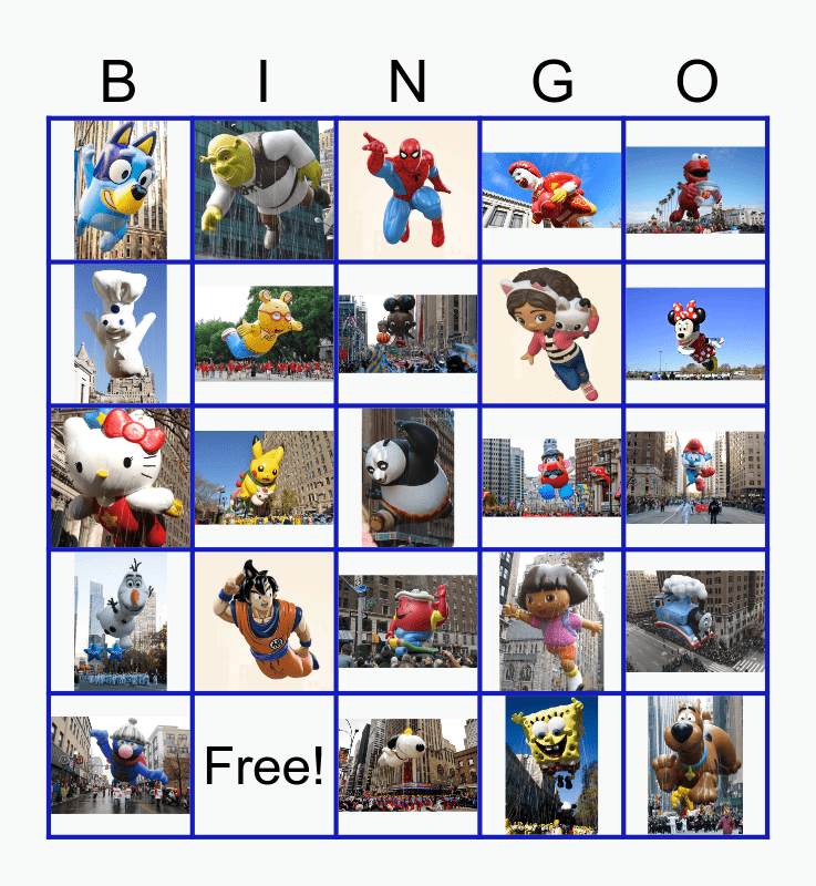 Thanksgiving Day Floats Bingo Card