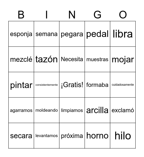 La lección de cerámica Bingo Card