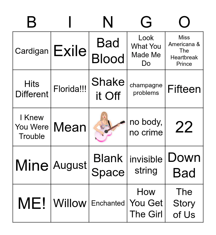 Bingo (Taylor's Version) Bingo Card