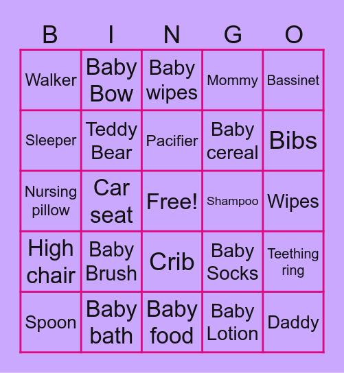 Baby BINGO Card