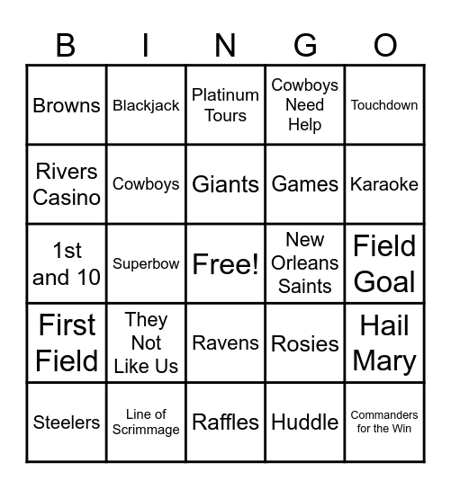 Rep Your Team Trip Bingo Card