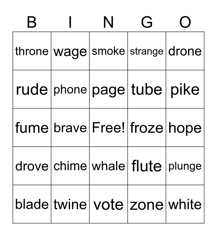 UFLI Lesson 59 - 61 Bingo Card
