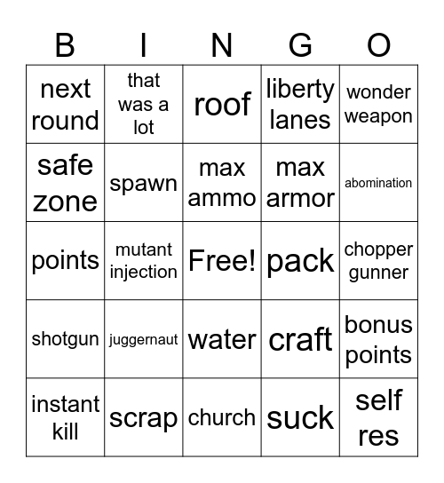 cod b06 zombies Bingo Card