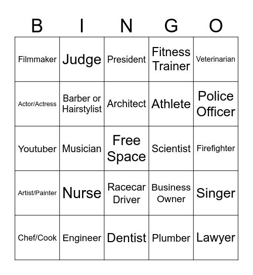 Career Bingo Card