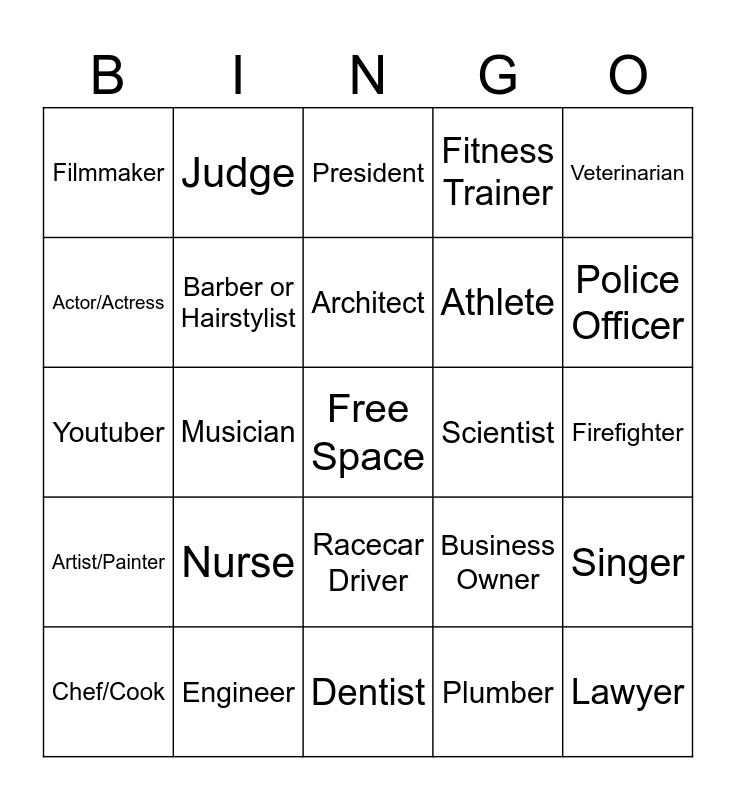 Career Bingo Card