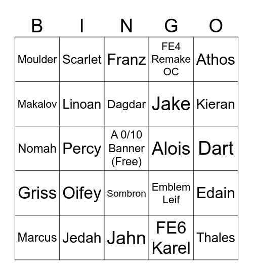 FEH New Units 2025 Bingo Card