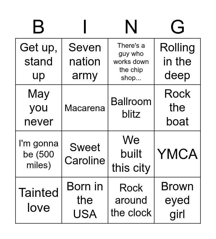 UK Friends New Years Eve 2024 small Bingo Card