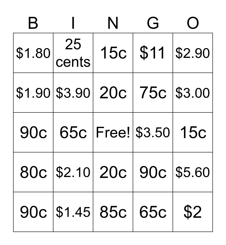 Change!55c Bingo Card