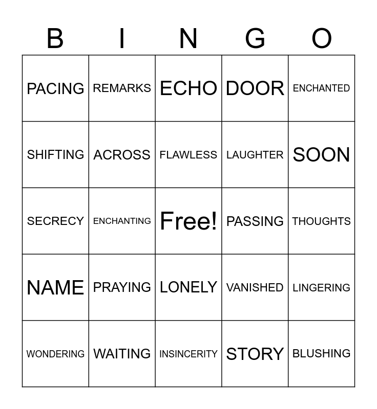 SING ALONG! Bingo Card