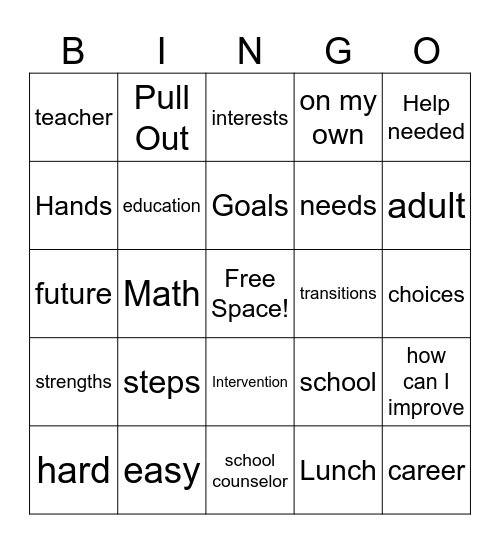 IEP Bingo Card