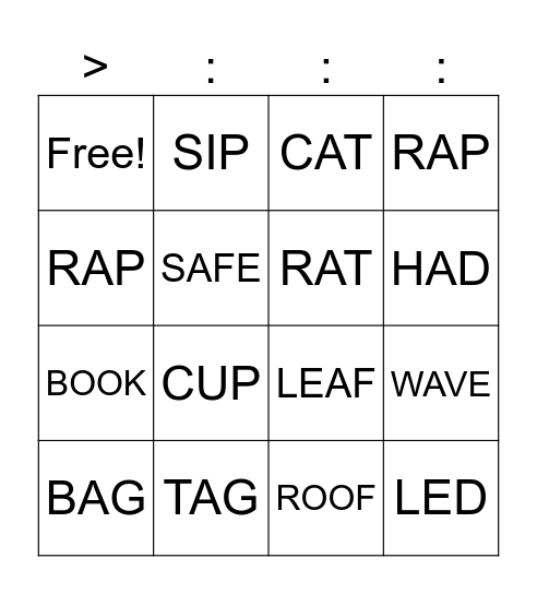 First Class Bingo Card