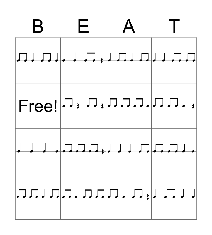 Bingo Beats! Bingo Card