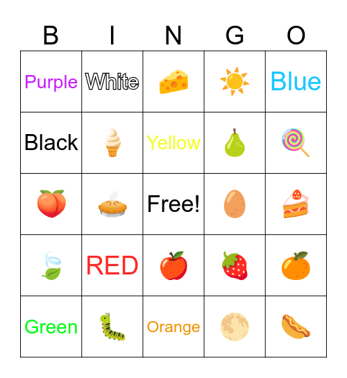 The Very Hungry Caterpillar Bingo Card