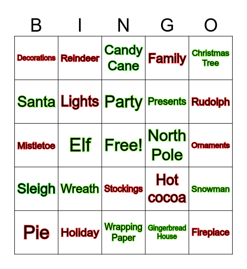 SPED Staff Holiday Party Bingo Card